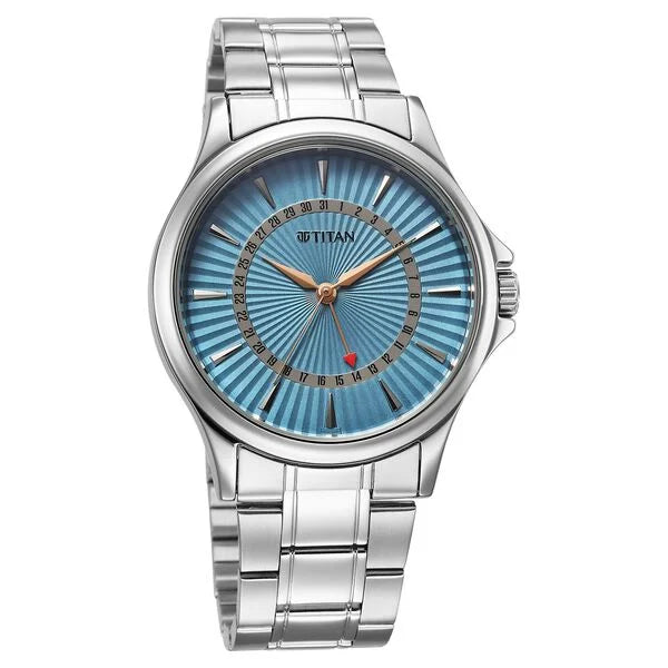 Titan Karishma Quartz Analog with Date Blue Dial Stainless Steel Strap ...