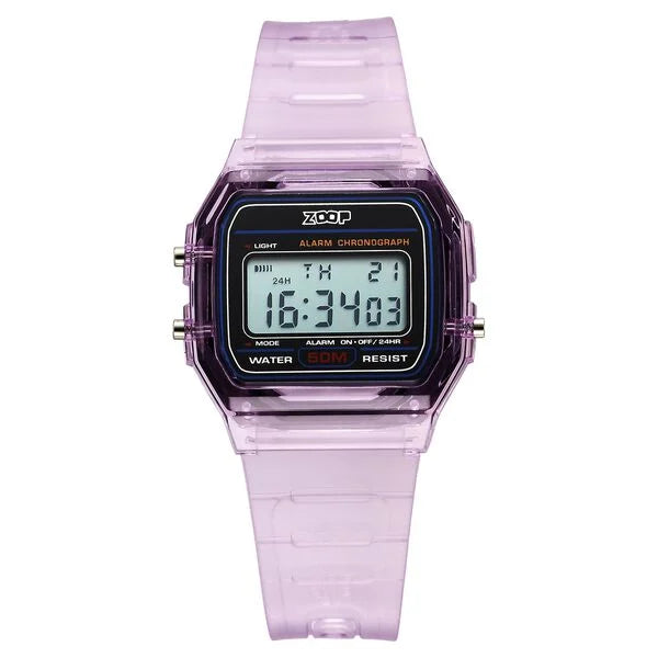 Zoop By Titan Clear Series Digital Dial Purple Plastic Strap Watch For ...