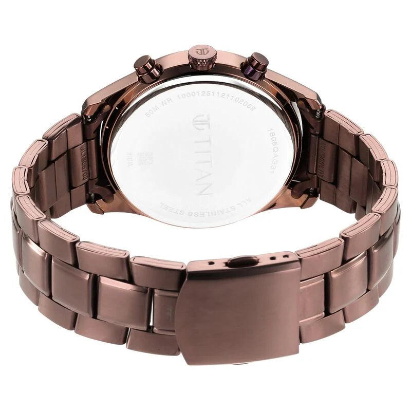 Titan Neo Splash Quartz Multifunction Black Dial Stainless Steel Strap ...