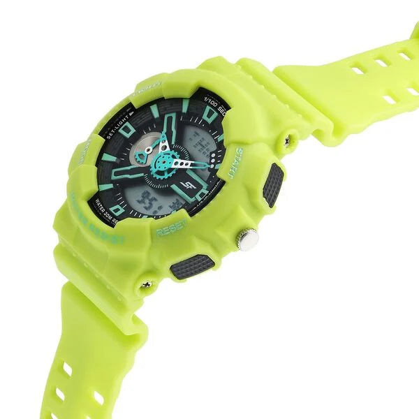 SF Dreamer Series Quartz Digital Analog Digital Black Round Dial Green ...