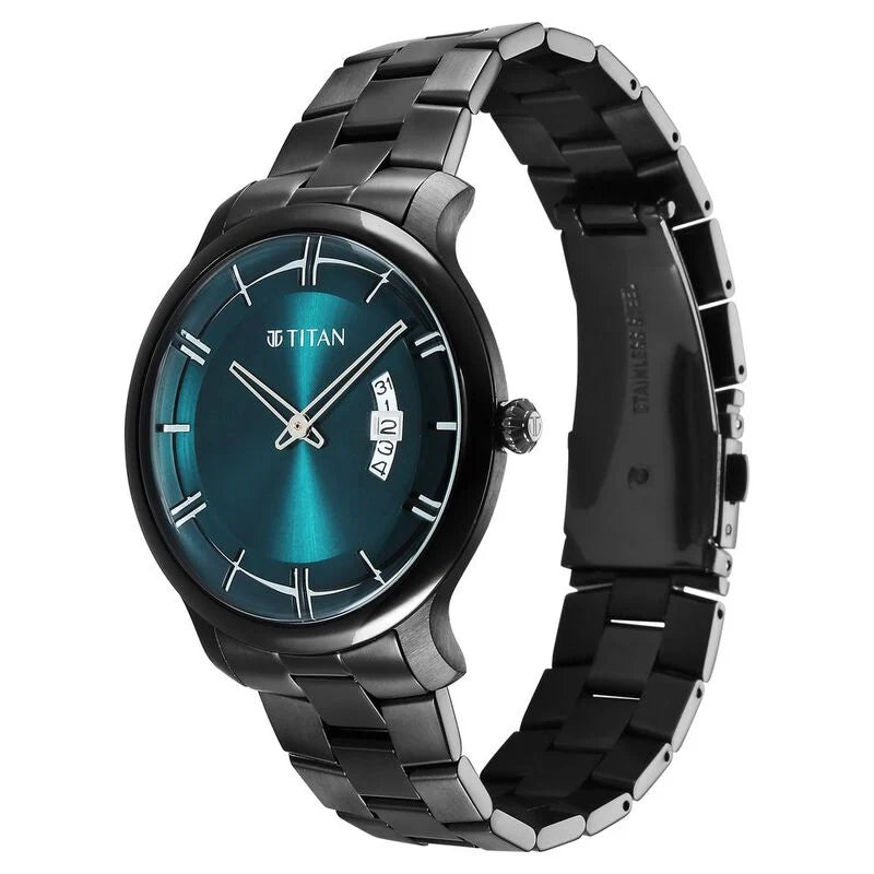 Titan Classic Distincta Green Dial Analog with Date Stainless Steel St ...