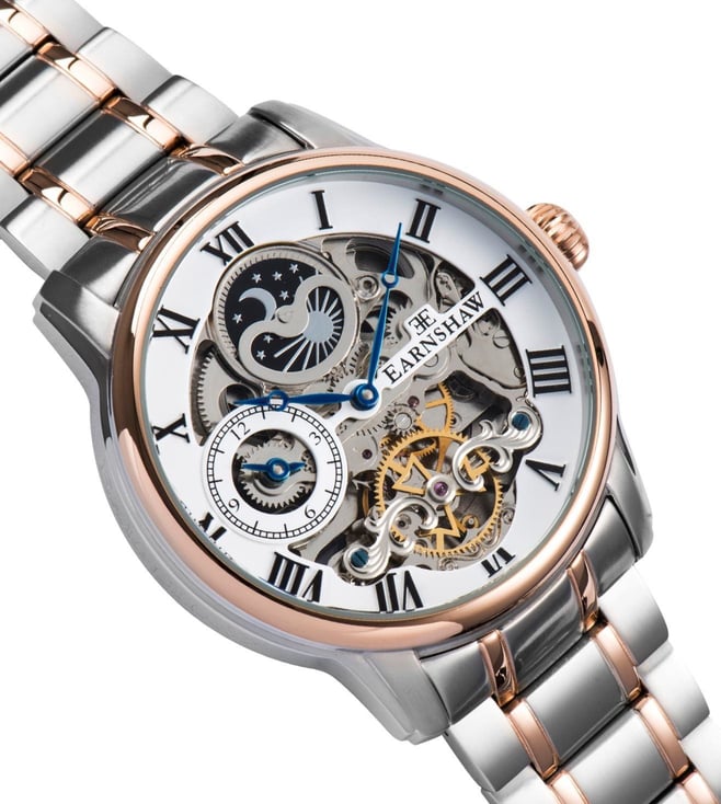 EARNSHAW Longitude Automatic Skeleton Dual Time Multifunction Watch fo ...